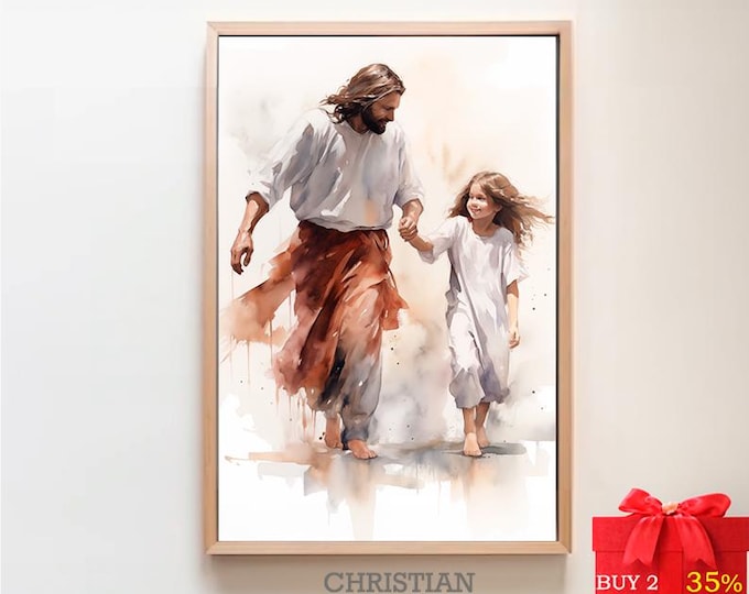 Jesus Christ Art Print: Walking With Child (digital Download) - Etsy