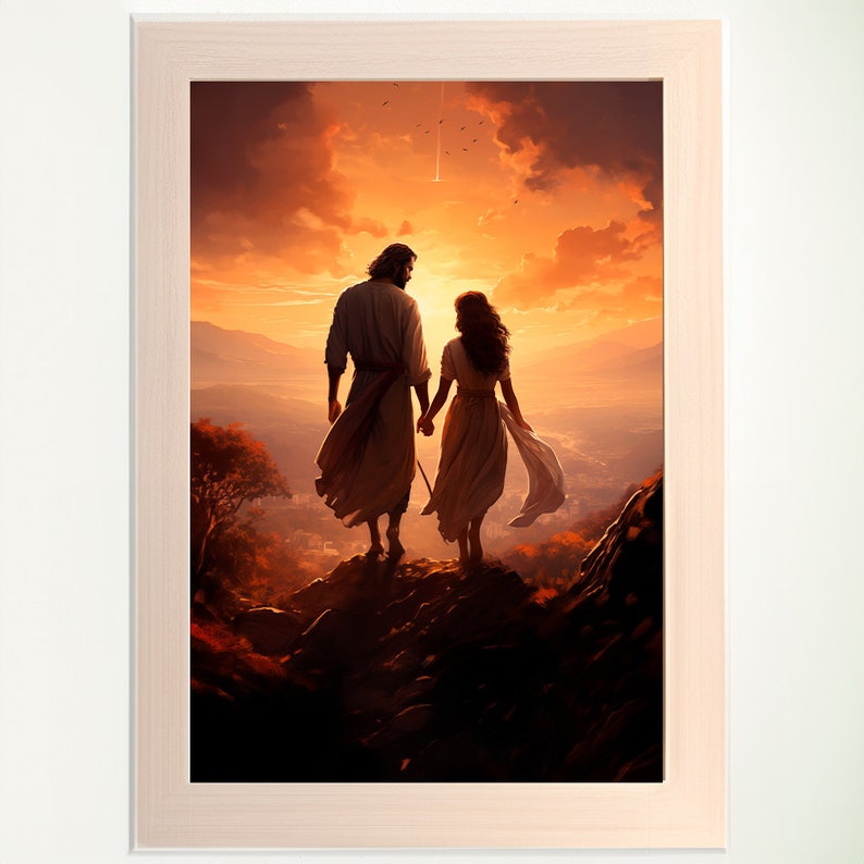 Jesus Christ Walking With Girl DIGITAL PRINT Lead Me Guide Me Bible Art ...