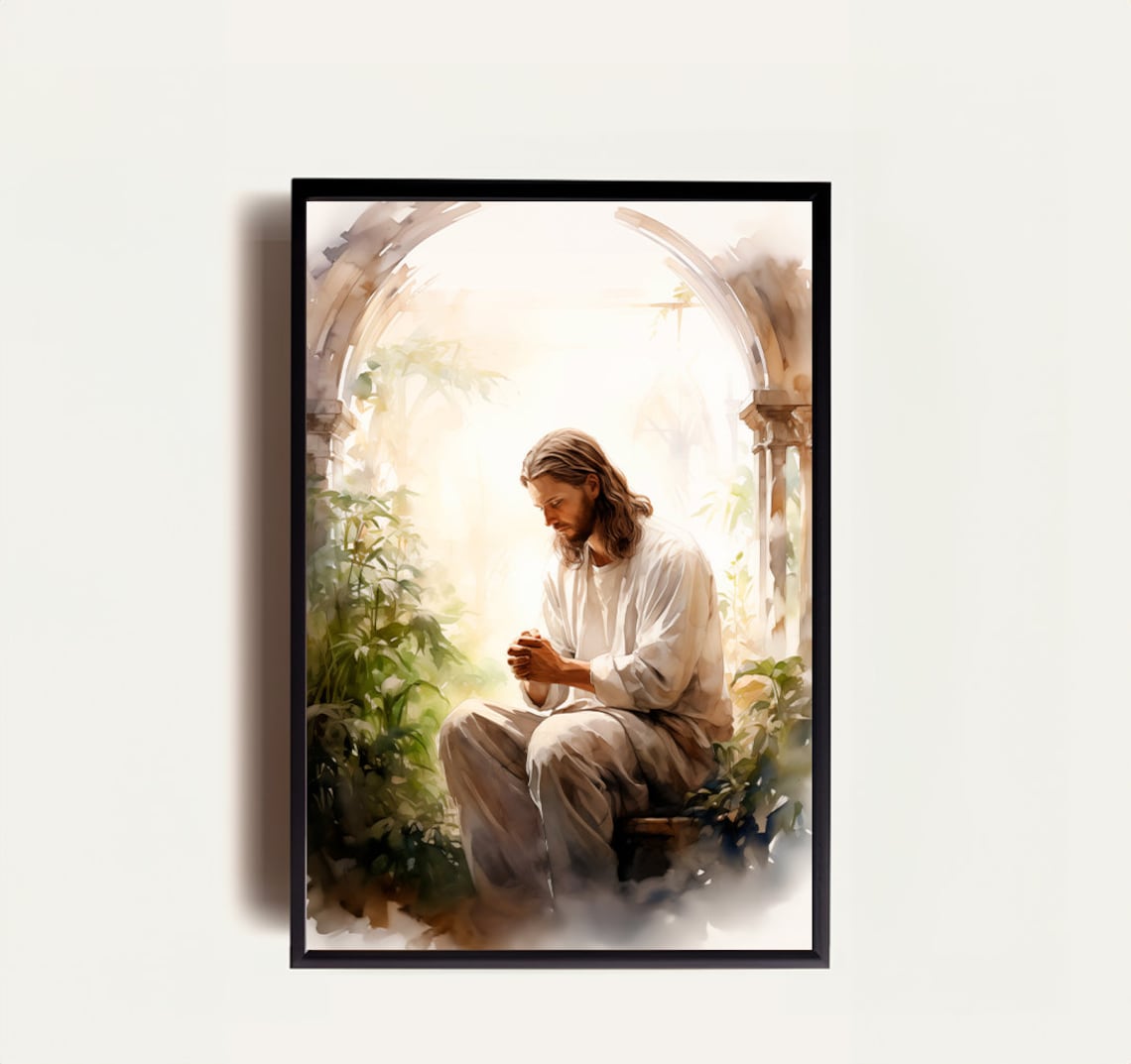 Jesus Prays in the Garden of Gethsemane, Digital Print, Jesus Praying ...