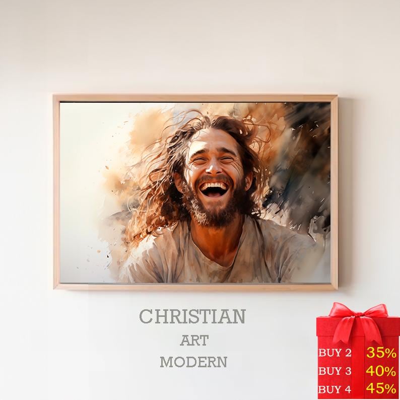 Jesus Laughing | Smiling Christ | DIGITAL PRINT! | Jesus Smiling ...