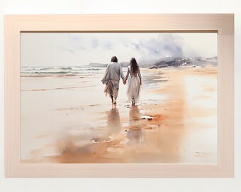 Jesus Christ Walking With Girl DIGITAL PRINT Lead Me Guide Me Bible Art Christian Art Jesus ...