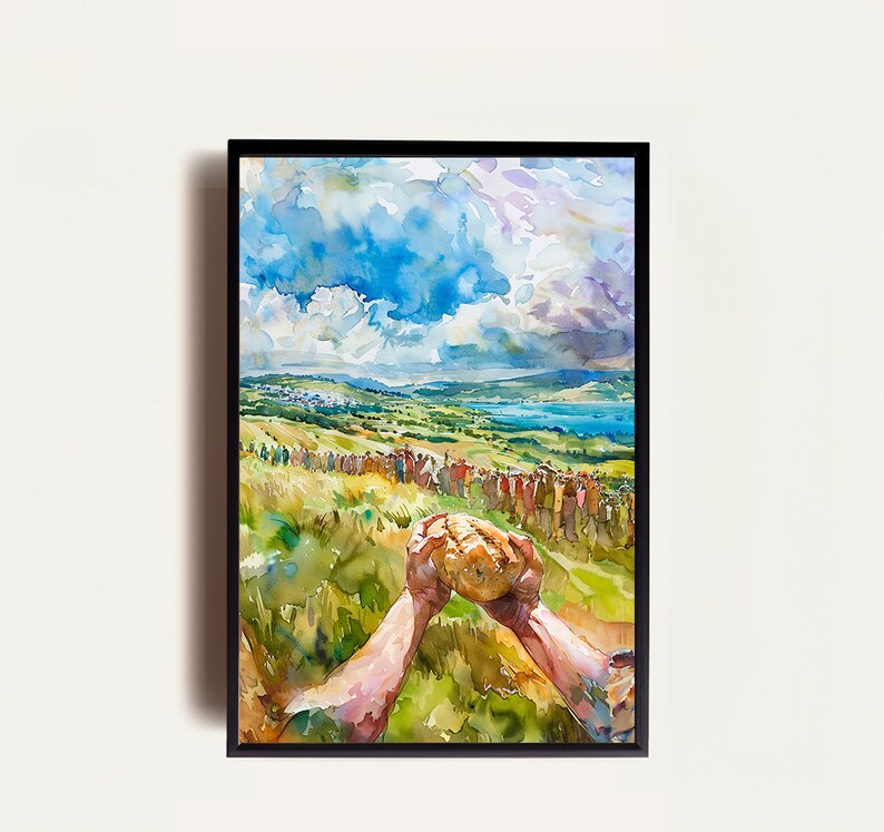 Jesus Feeds the 5000, Digital Print, God Provides, Feeding of the 5000 ...