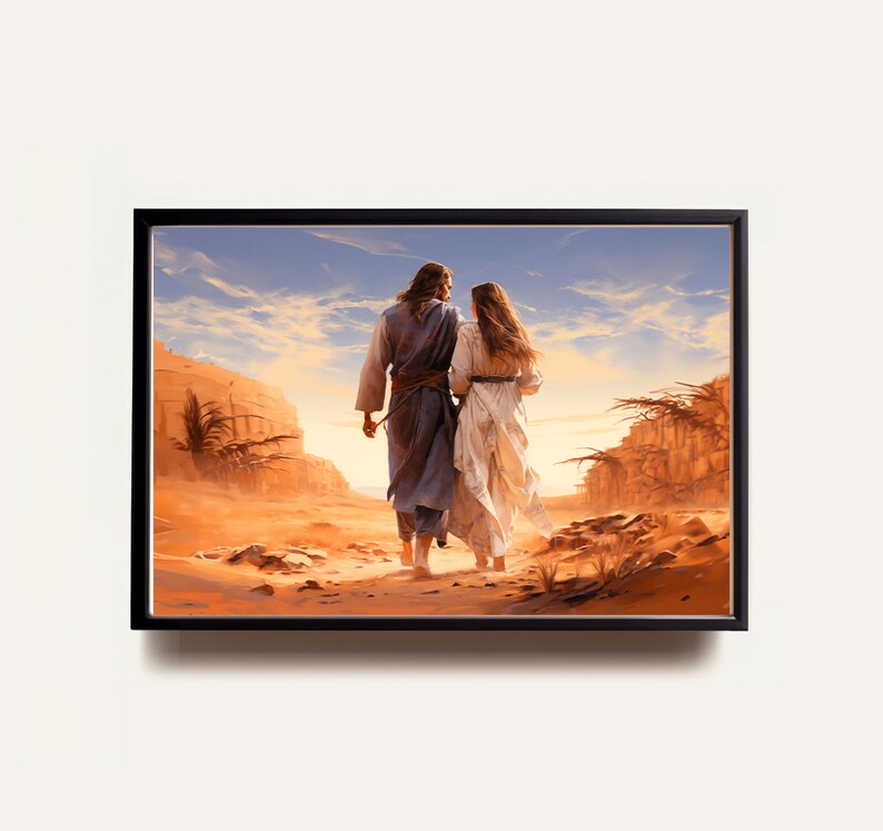 Jesus Christ Walking With Girl DIGITAL PRINT Lead Me Guide Me Bible Art ...