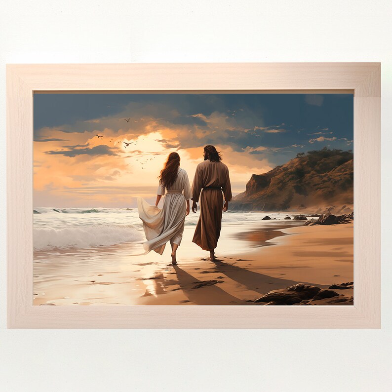 Jesus Christ Walking With Girl DIGITAL PRINT Lead Me Guide Me Bible Art Christian Art Jesus ...