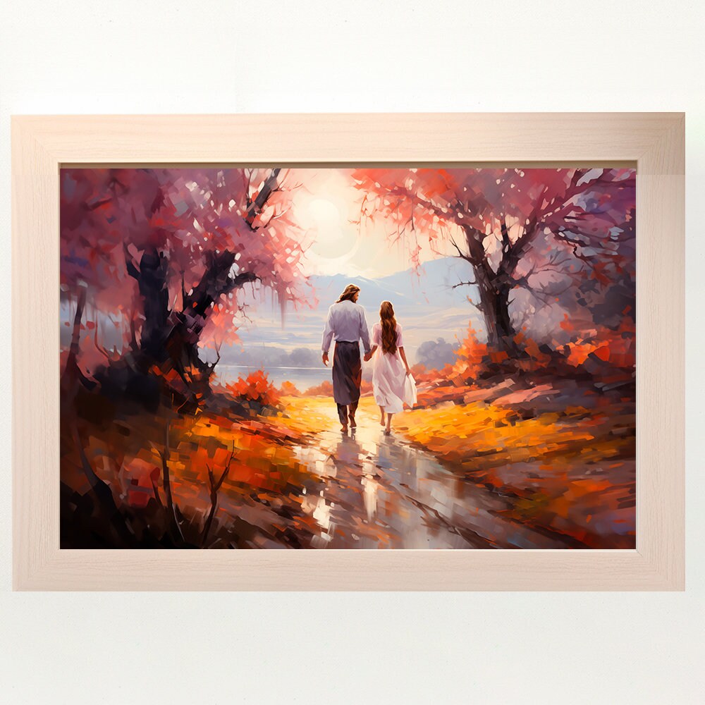 Jesus Christ Walking With Girl DIGITAL PRINT Lead Me Guide Me Bible Art ...