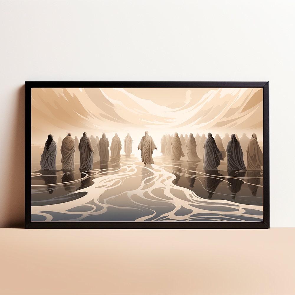 Moses Parting the Red Sea DIGITAL DOWNLOAD, Christian Bible Art ...