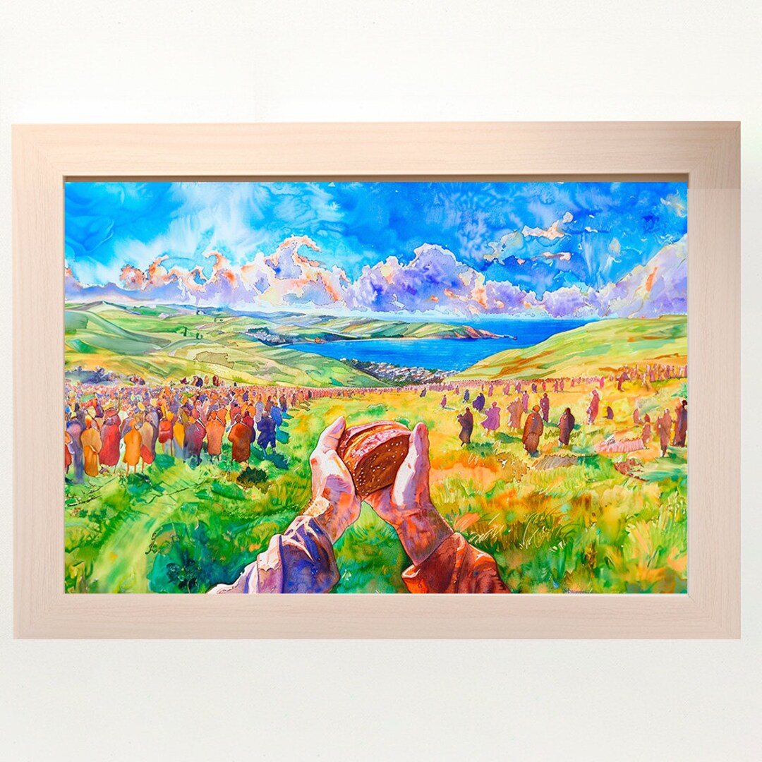 Jesus Feeds the 5000, Digital Print, God Provides, Feeding of the 5000 ...