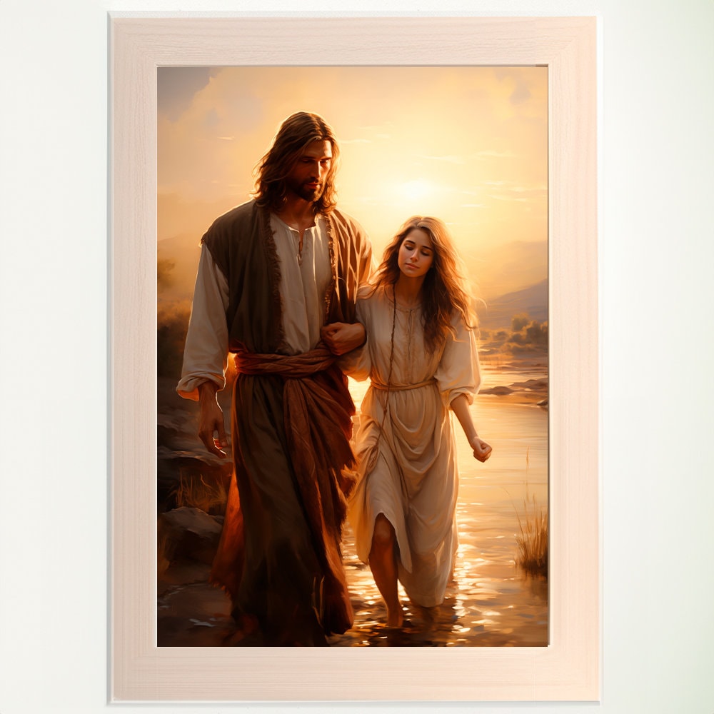 Jesus Christ Walking With Girl DIGITAL PRINT Lead Me Guide Me Bible Art ...