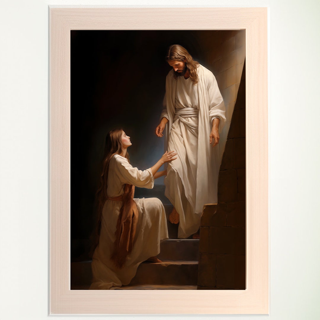 Woman Touches Jesus, Digital Print, Jesus Healing Bible Art, God Heals ...