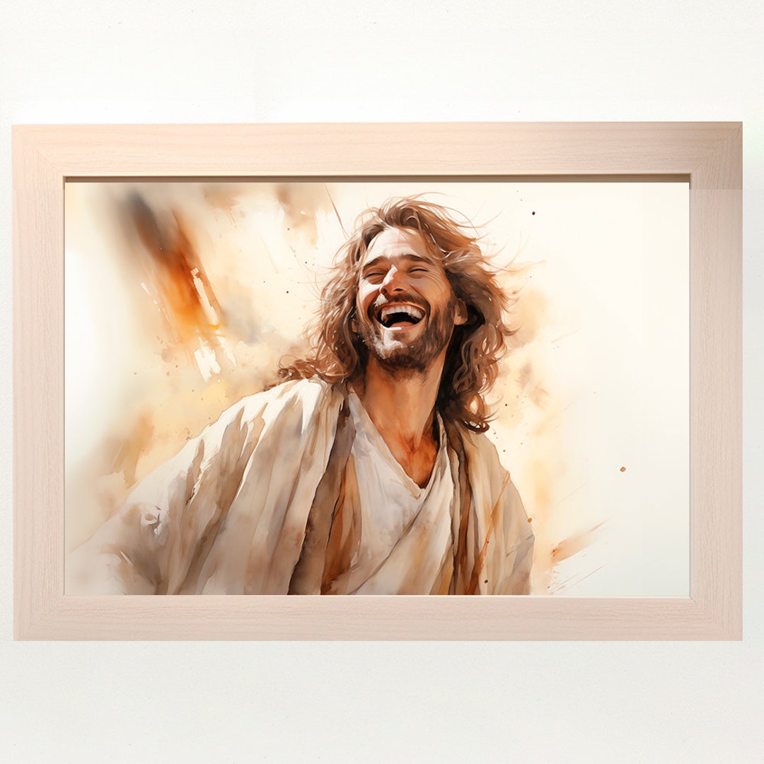 Jesus Laughing Smiling Christ DIGITAL PRINT Jesus Smiling Picture of ...