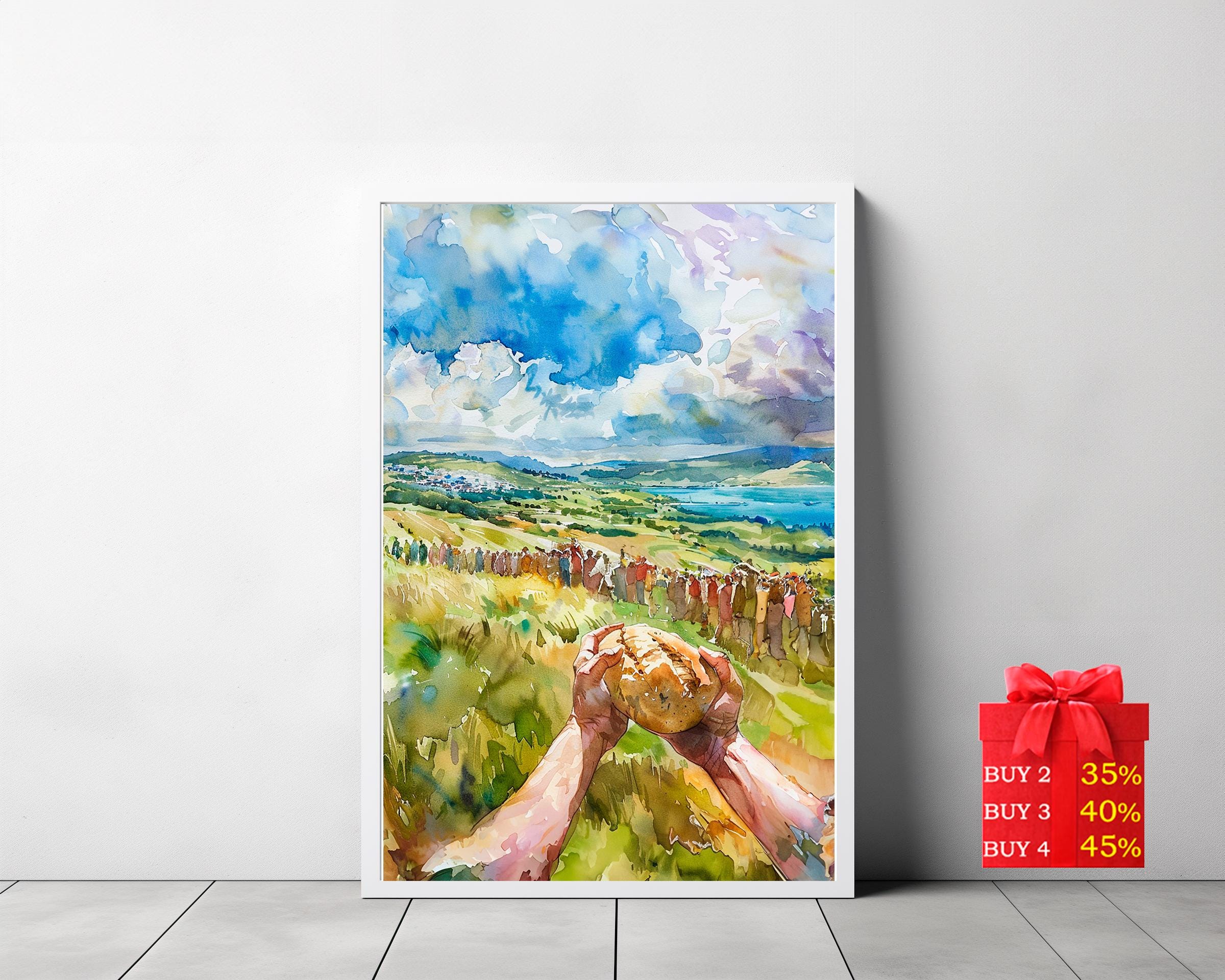 Jesus Feeds the 5000, Digital Print, God Provides, Feeding of the 5000 ...