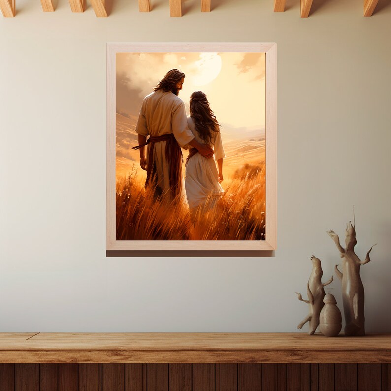 Jesus Christ Walking With Girl DIGITAL PRINT Lead Me Guide Me Bible Art ...