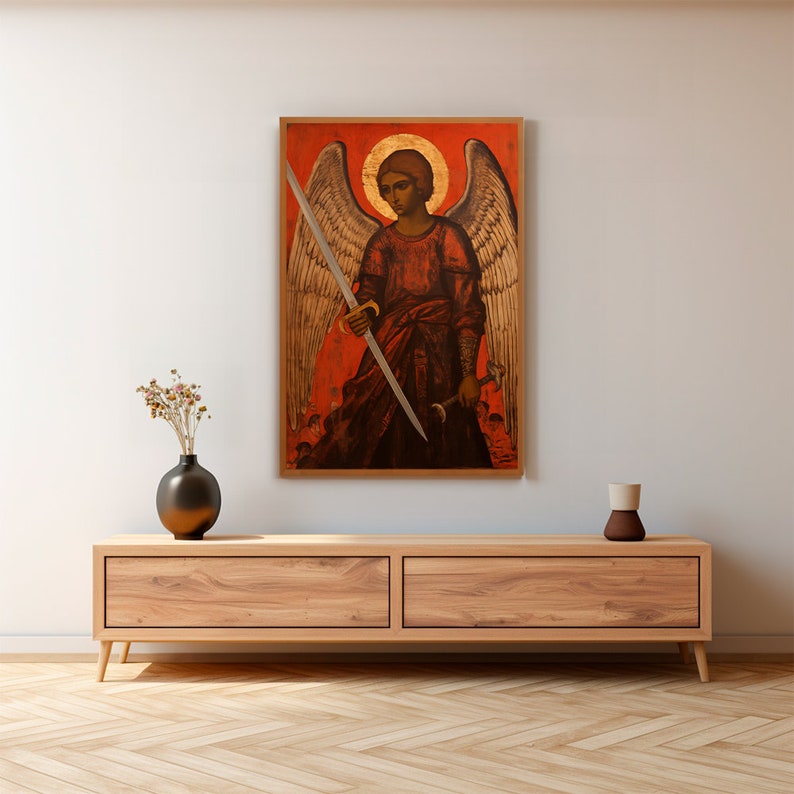 Art Archangel Michael Digital Print the Celestial Defender Saint ...