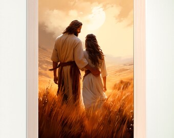 Jesus Christ Walking With Girl DIGITAL PRINT Lead Me Guide Me Bible Art Christian Art Jesus ...