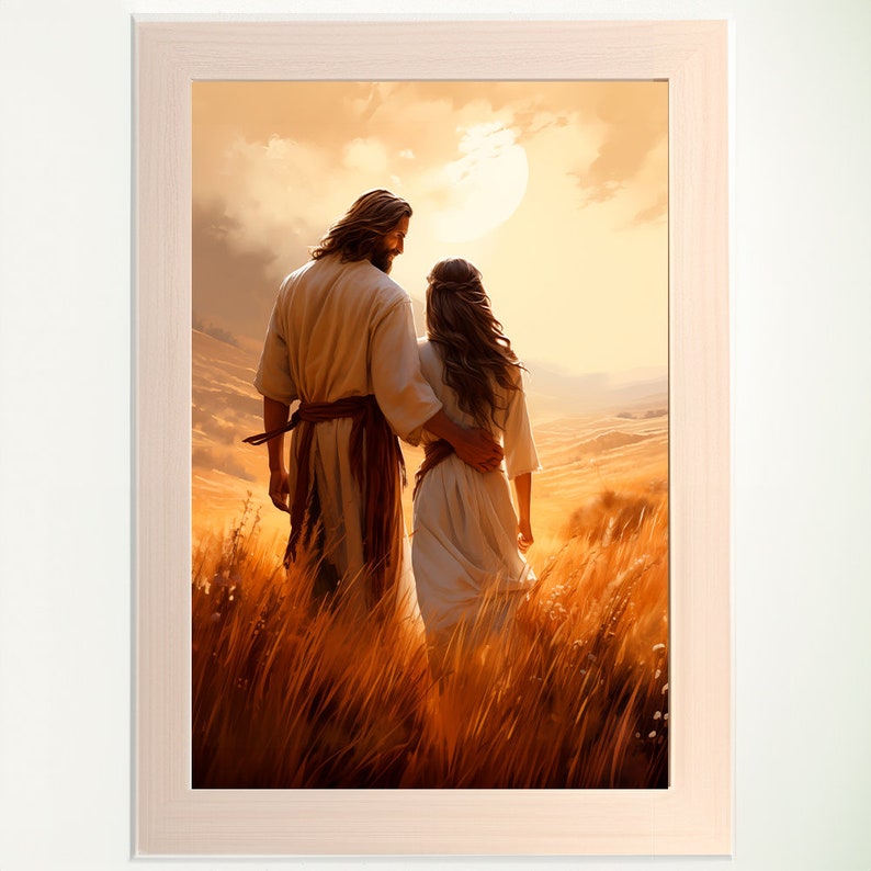 Jesus Christ Walking With Girl DIGITAL PRINT Lead Me Guide Me Bible Art ...