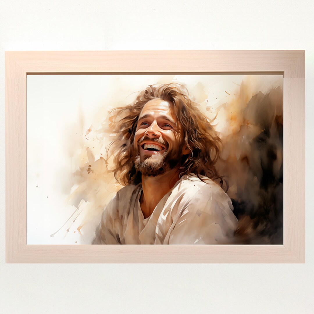 Jesus Laughing Smiling Christ DIGITAL PRINT Jesus Smiling Picture of ...