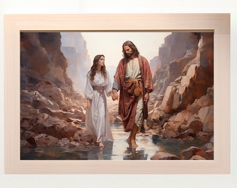 Jesus Christ Walking With Girl DIGITAL PRINT Lead Me Guide Me Bible Art Christian Art Jesus ...