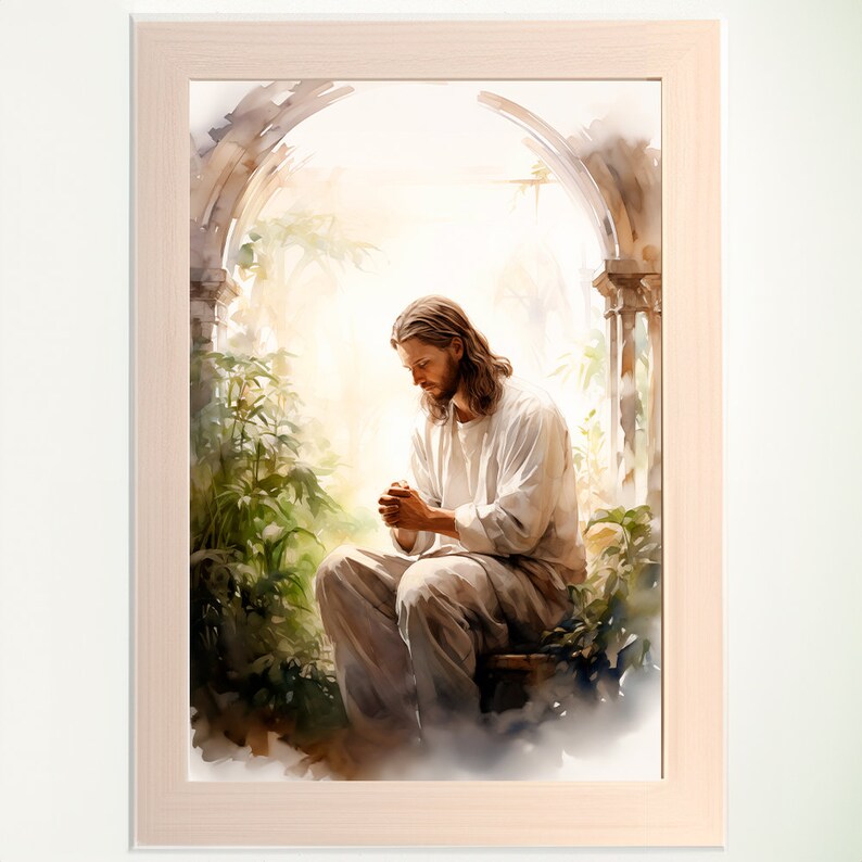 Jesus Prays in the Garden of Gethsemane, Digital Print, Jesus Praying ...