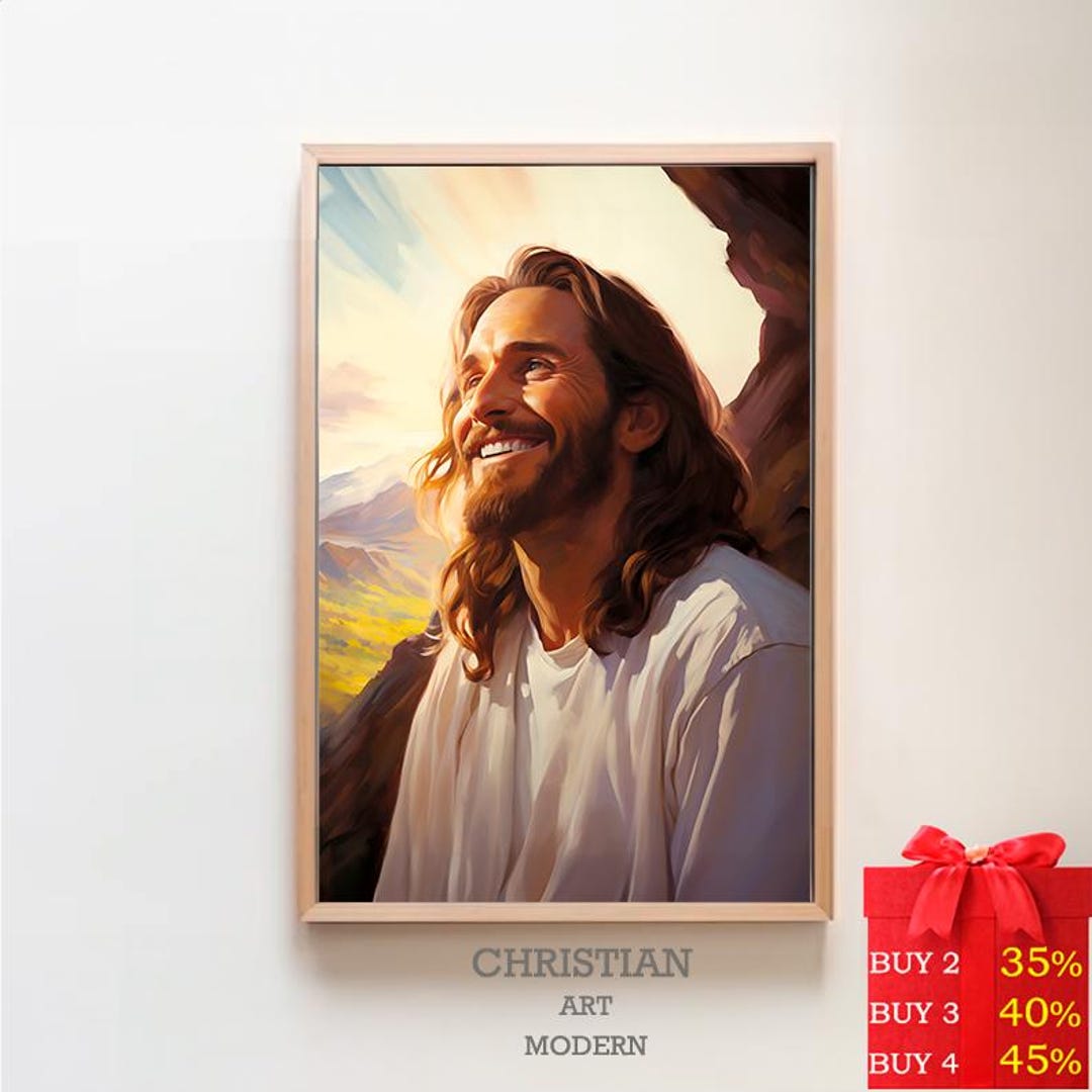 Jesus Laughing | Smiling Christ | DIGITAL PRINT! | Jesus Smiling ...