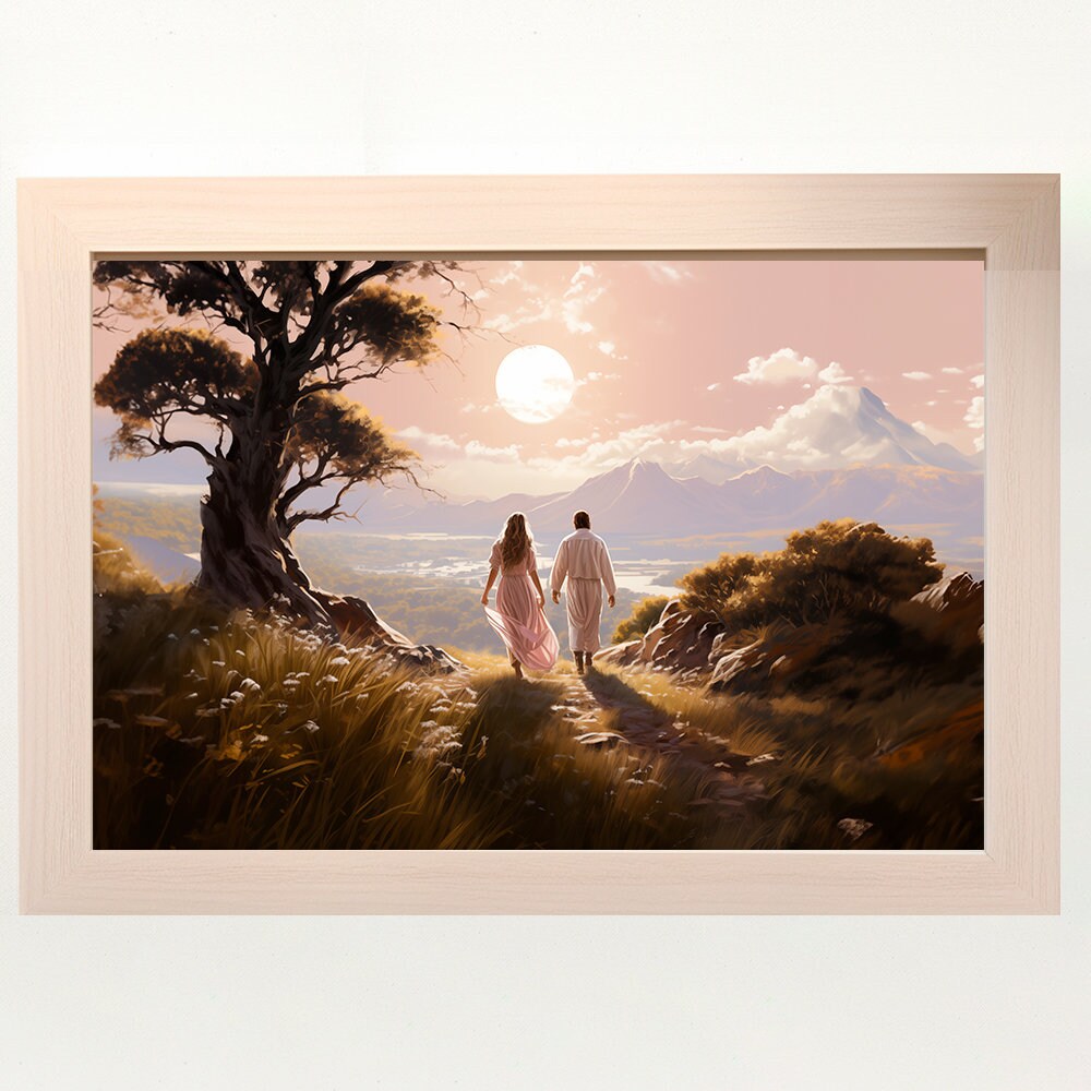 Jesus Christ Walking With Girl DIGITAL PRINT Lead Me Guide Me Bible Art ...