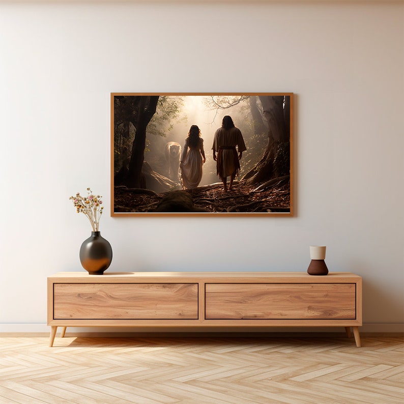 Jesus Christ Walking With Girl DIGITAL PRINT Lead Me Guide Me Bible Art ...