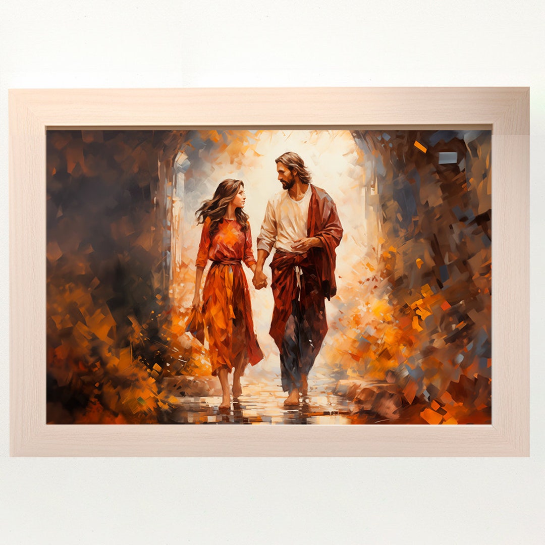 Jesus Christ Walking With Girl DIGITAL PRINT Lead Me Guide Me Bible Art Christian Art Jesus ...