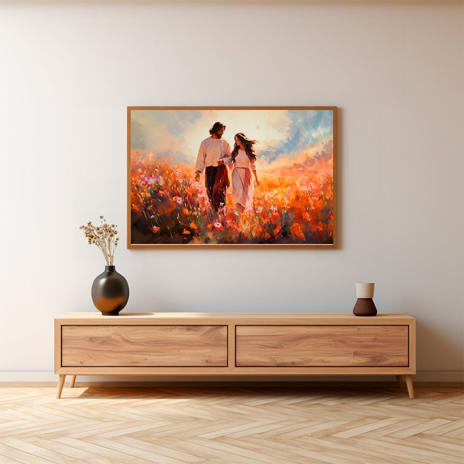 Jesus Christ Walking With Girl DIGITAL PRINT Lead Me Guide Me Bible Art ...