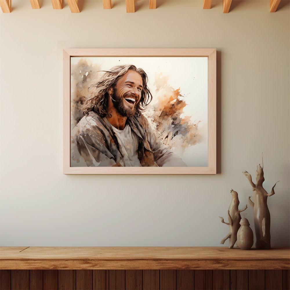 Jesus Laughing Smiling Christ DIGITAL PRINT Jesus Smiling Picture of ...