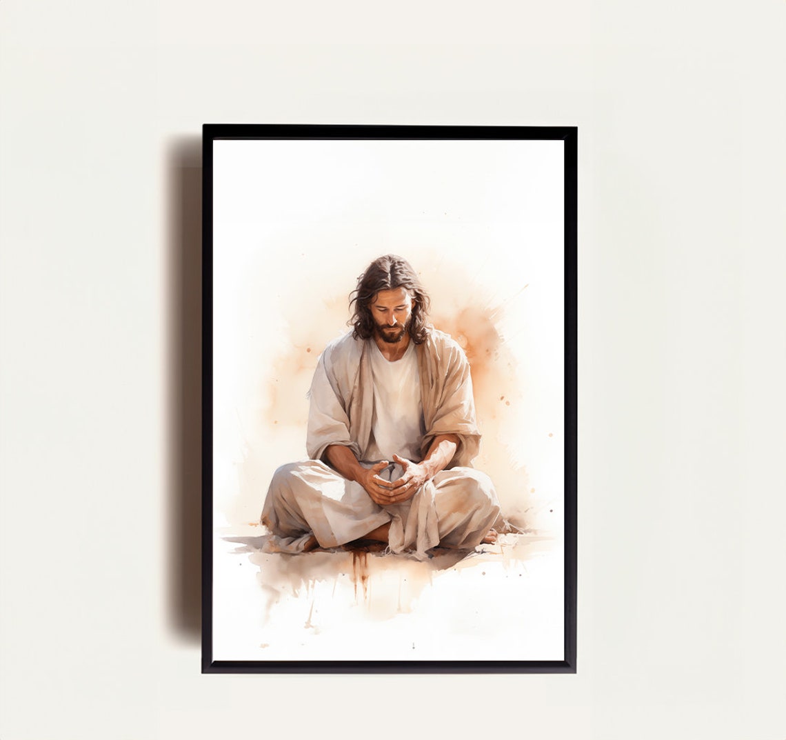 Jesus Prays in the Garden of Gethsemane, Digital Print, Jesus Praying ...