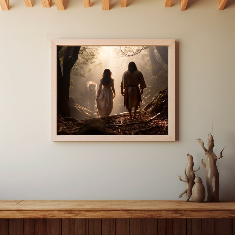 Jesus Christ Walking With Girl DIGITAL PRINT Lead Me Guide Me Bible Art ...