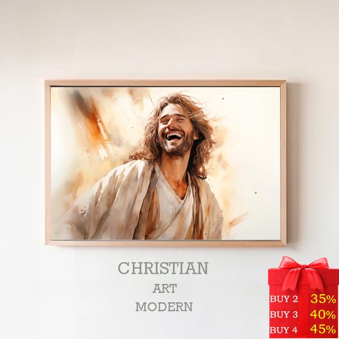 Jesus Laughing | Smiling Christ | DIGITAL PRINT! | Jesus Smiling ...