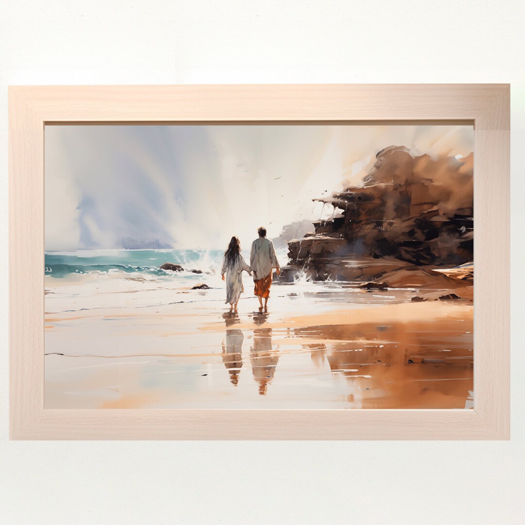 Jesus Christ Walking With Girl DIGITAL PRINT Lead Me Guide Me Bible Art ...