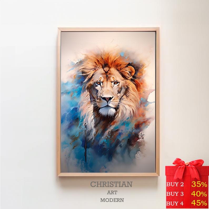 Lion of Judah Poster Religious Canvas Gift for Christians, Church Décor ...