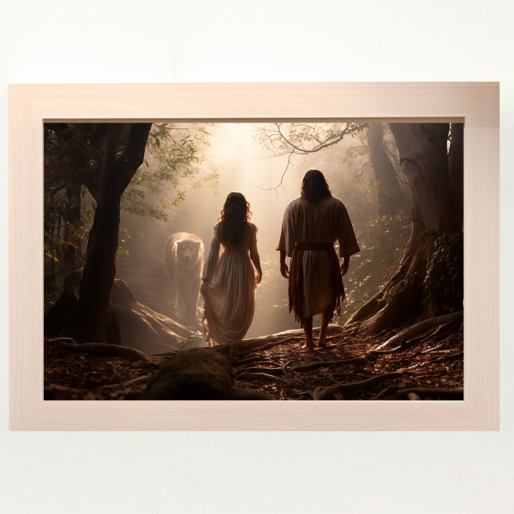 Jesus Christ Walking With Girl DIGITAL PRINT Lead Me Guide Me Bible Art ...