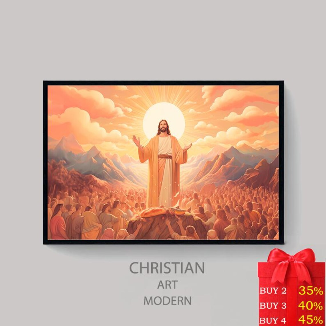 Jesus Feeds the 5000, Digital Print, God Provides, Feeding of the 5000 ...