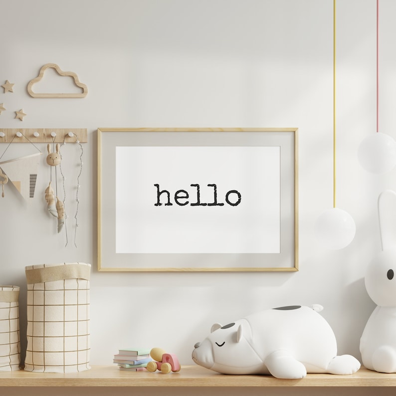 Hello Wall Art, Minimalist Typography Print, Entry Sign Poster, Instant ...