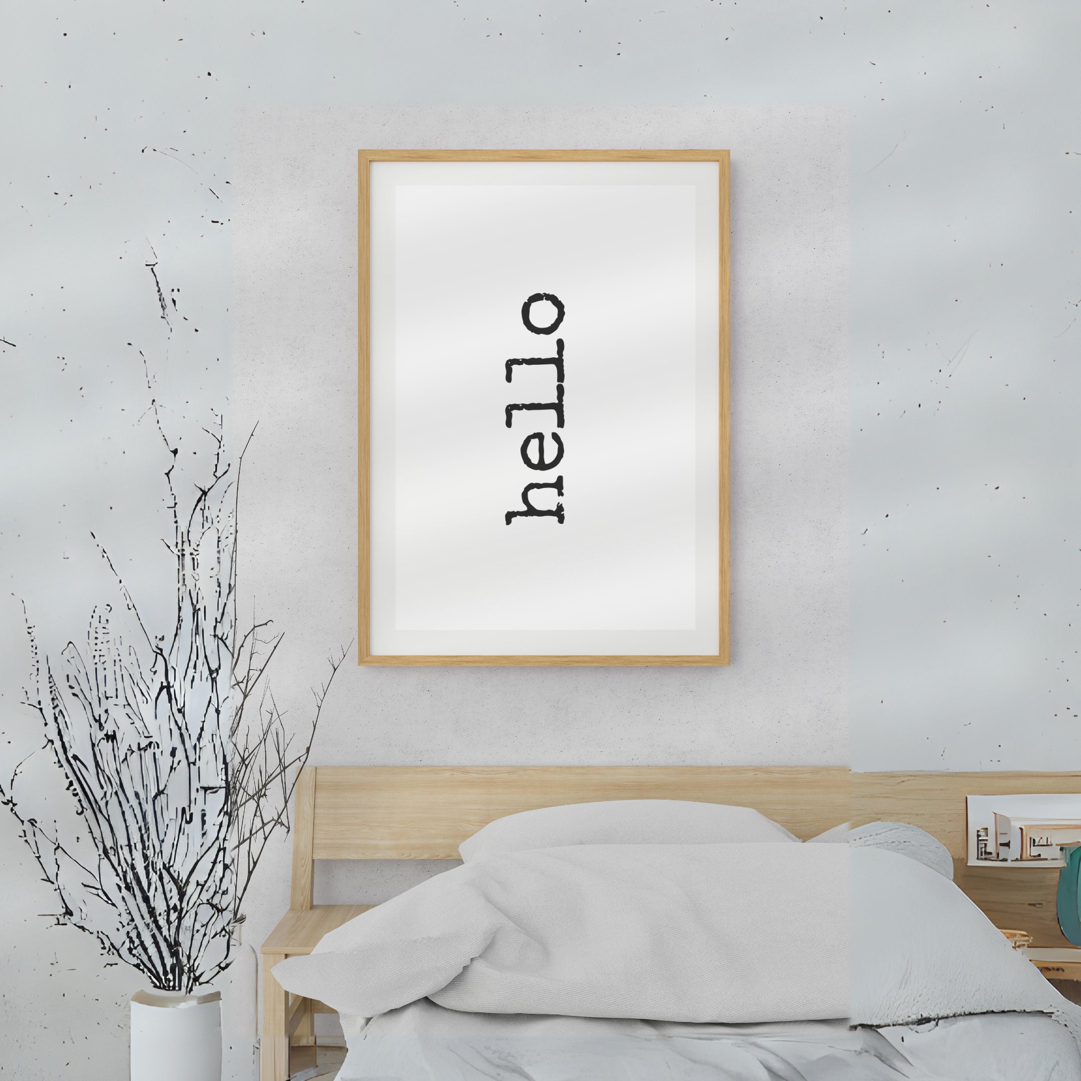 Hello Wall Art, Minimalist Typography Print, Entry Sign Poster, Instant ...
