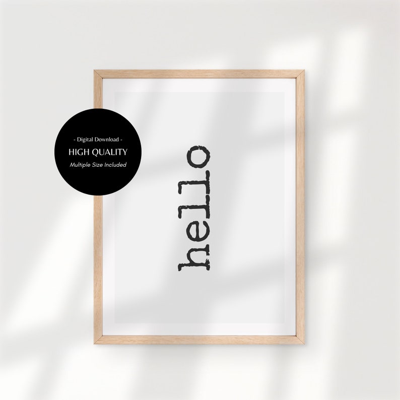 Hello Wall Art, Minimalist Typography Print, Entry Sign Poster, Instant ...