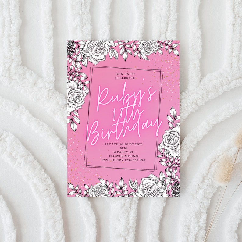 Editable 18th BIRTHDAY PARTY Invitation, Birthday Invitation, Party ...