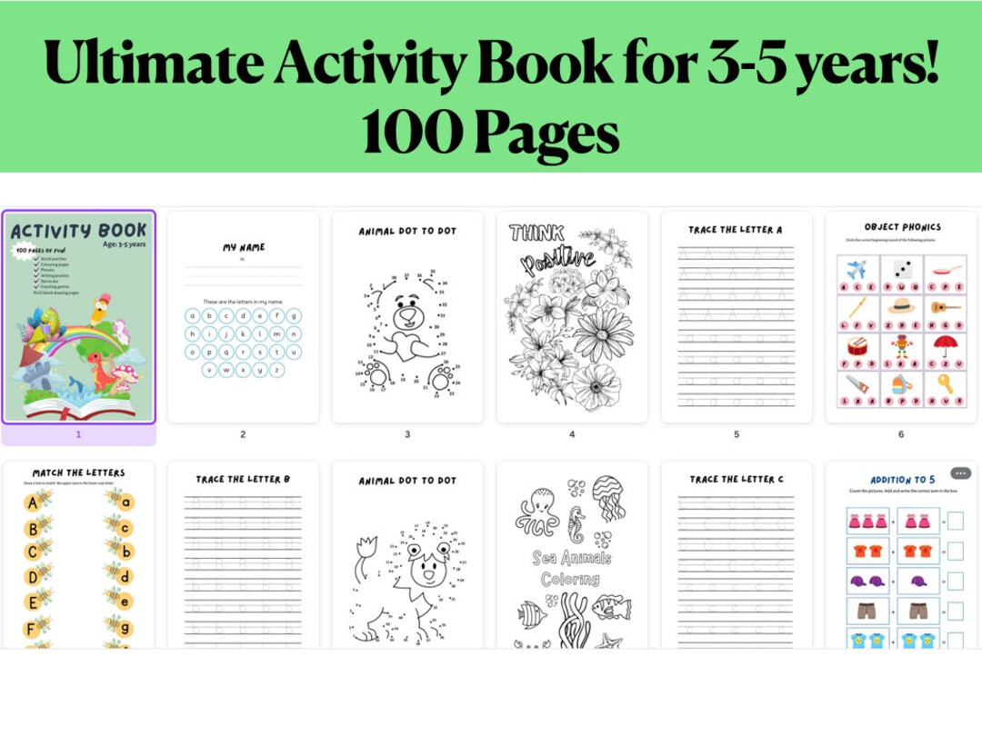 The Ultimate Activity Book for 3-5 Year Olds, Printable Toddler ...