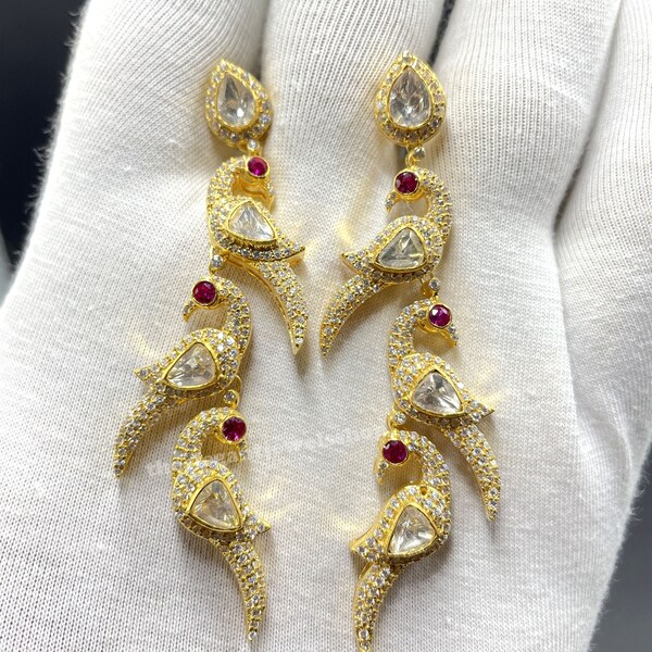 Silver Moissanite Polki Hath Phool, 925 Sterling Silver Hand Harness ...