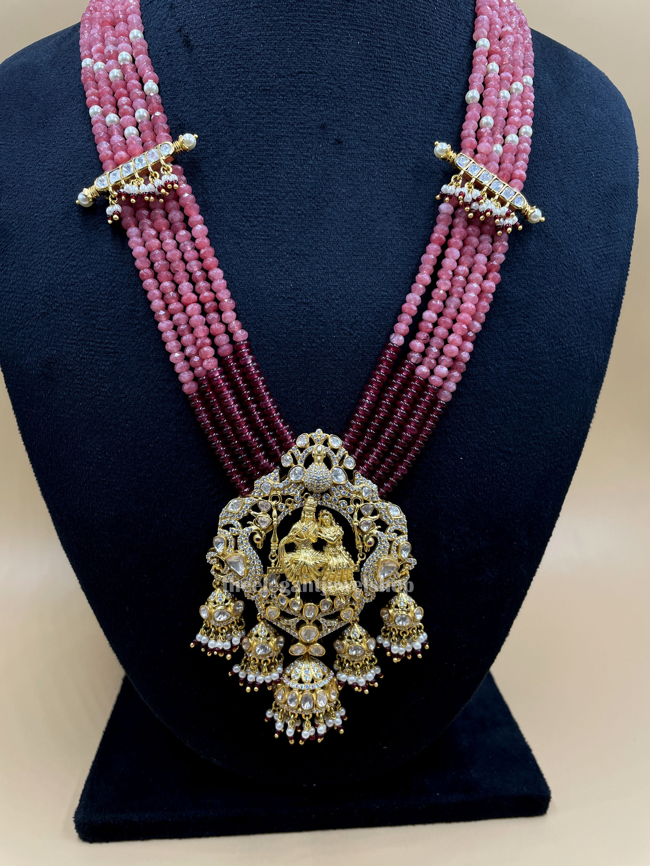 Moissanite Polki Radha Krishna Temple Necklace Jewelry Indian - Etsy