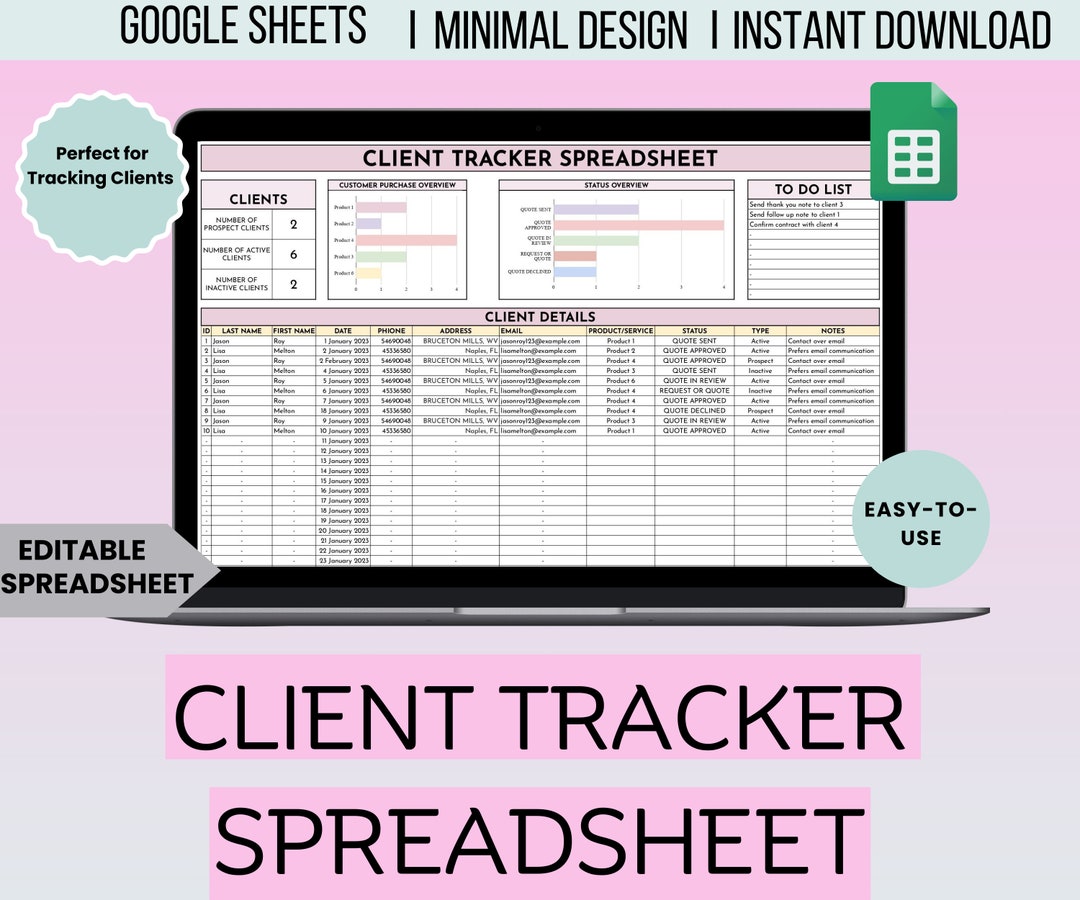 Client Tracker Google Sheets Template, Business Tracking Template ...