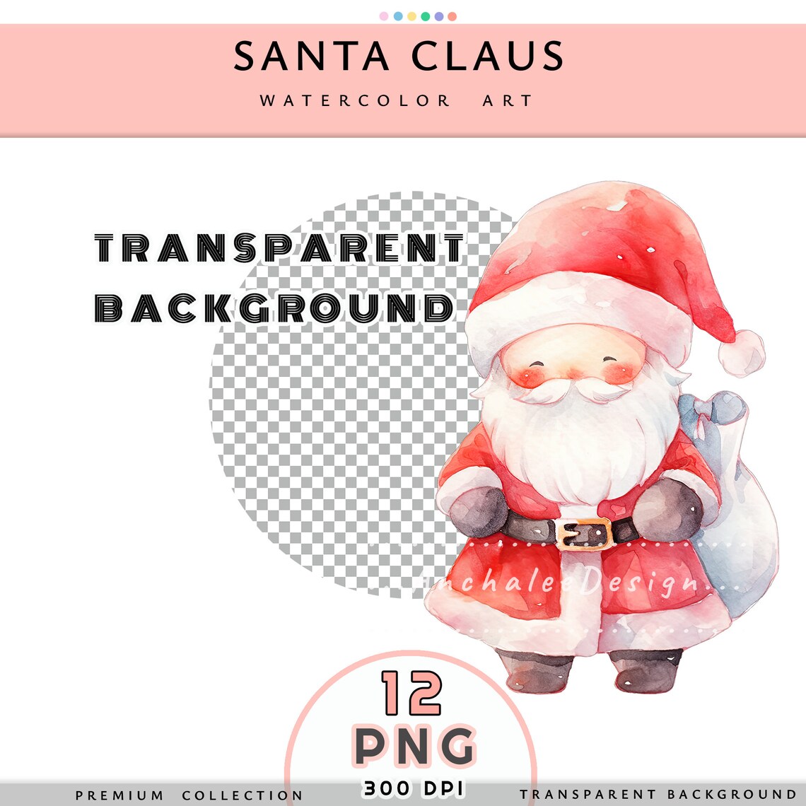 Santa Claus Watercolor Clipart, Christmas Clipart, Card Making, Cute ...