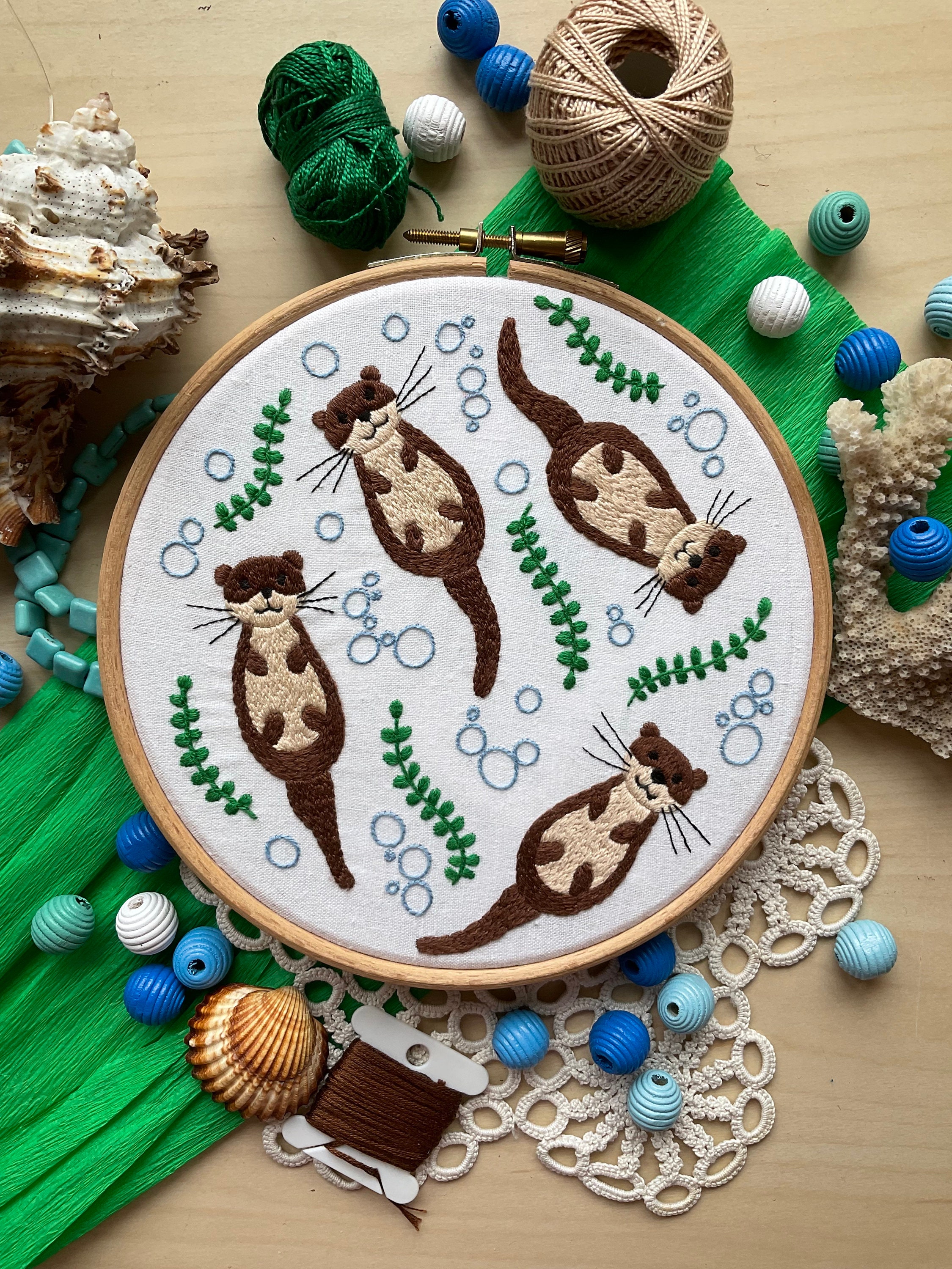 Cute Otter Embroidery Pattern, Animal Embroidery Pattern, Thread ...
