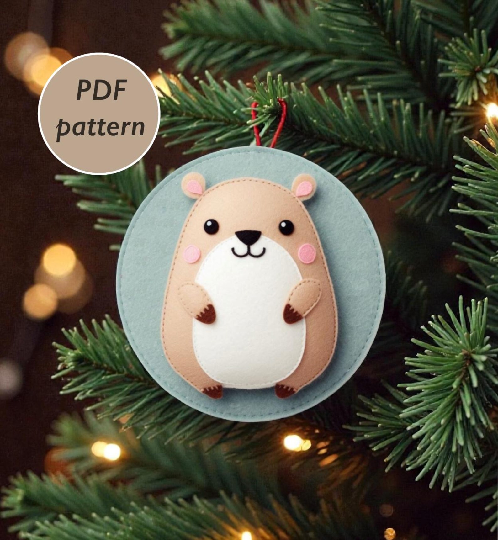 Felt Cute Hamster PDF Pattern, Christmas Guinea Pig Felt Decoration ...