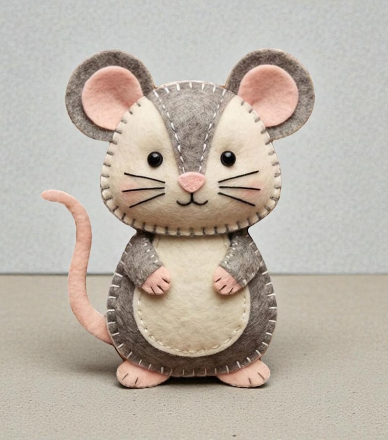 Felt Mouse PDF Sewing Pattern, DIY Sewing Project Felt Mouse Ornaments ...