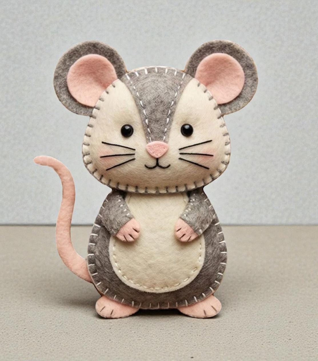 Felt Mouse PDF Sewing Pattern, DIY Sewing Project Felt Mouse Ornaments ...