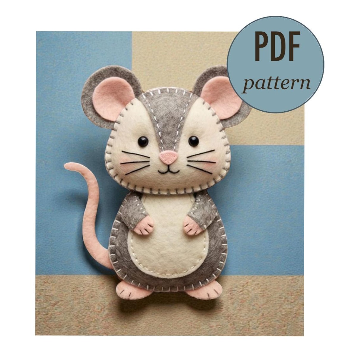 Felt Mouse PDF Sewing Pattern, DIY Sewing Project Felt Mouse Ornaments ...