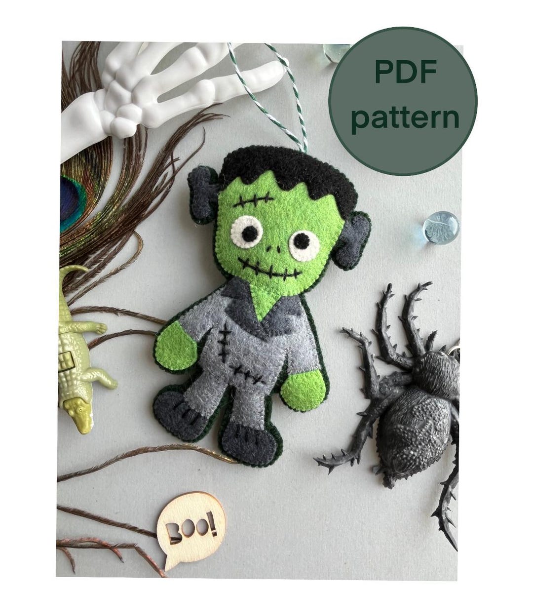 Felt Frankenstein Pattern Halloween Sewing Tutorial Cute Frankenstein ...